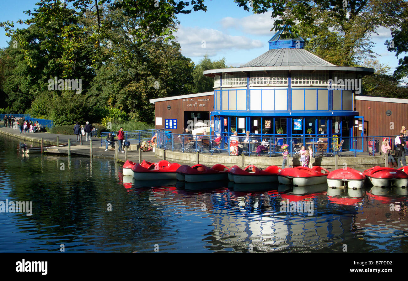 Cafe by the boating lake, Lister Park, Bradford West Yorkshire Stock ...