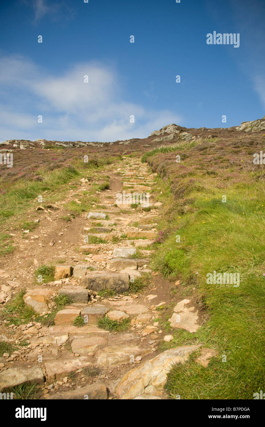 Ascending rocky coastal path of South Stack, Holy Island, Anglesey ...