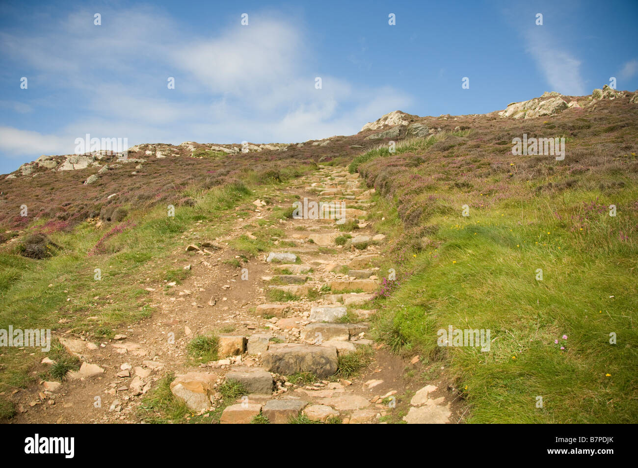 Ascending rocky coastal path of South Stack, Holy Island, Anglesey ...