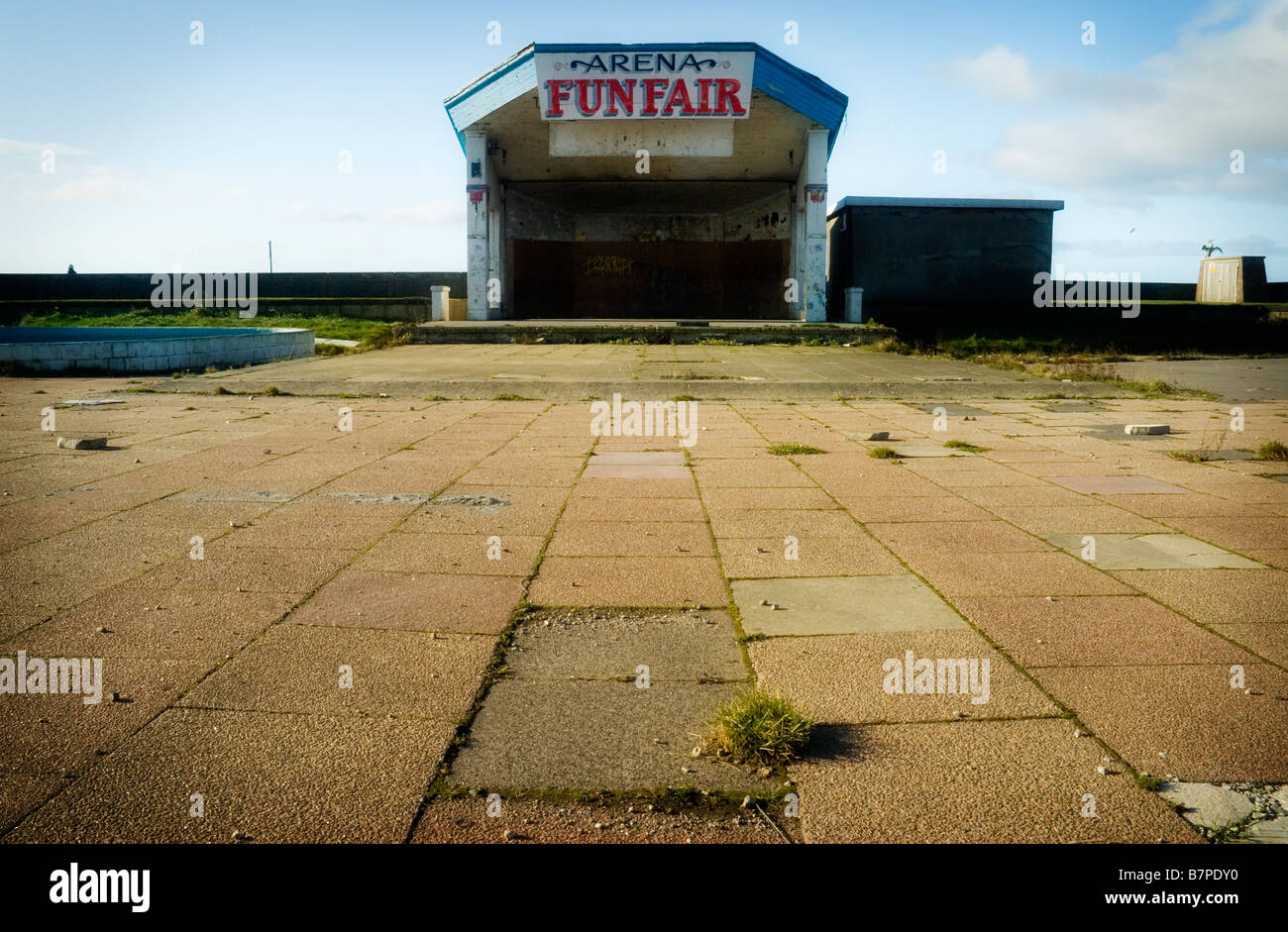 Disused funfair on Morecambe Seafront, Lancashire Stock Photo - Alamy