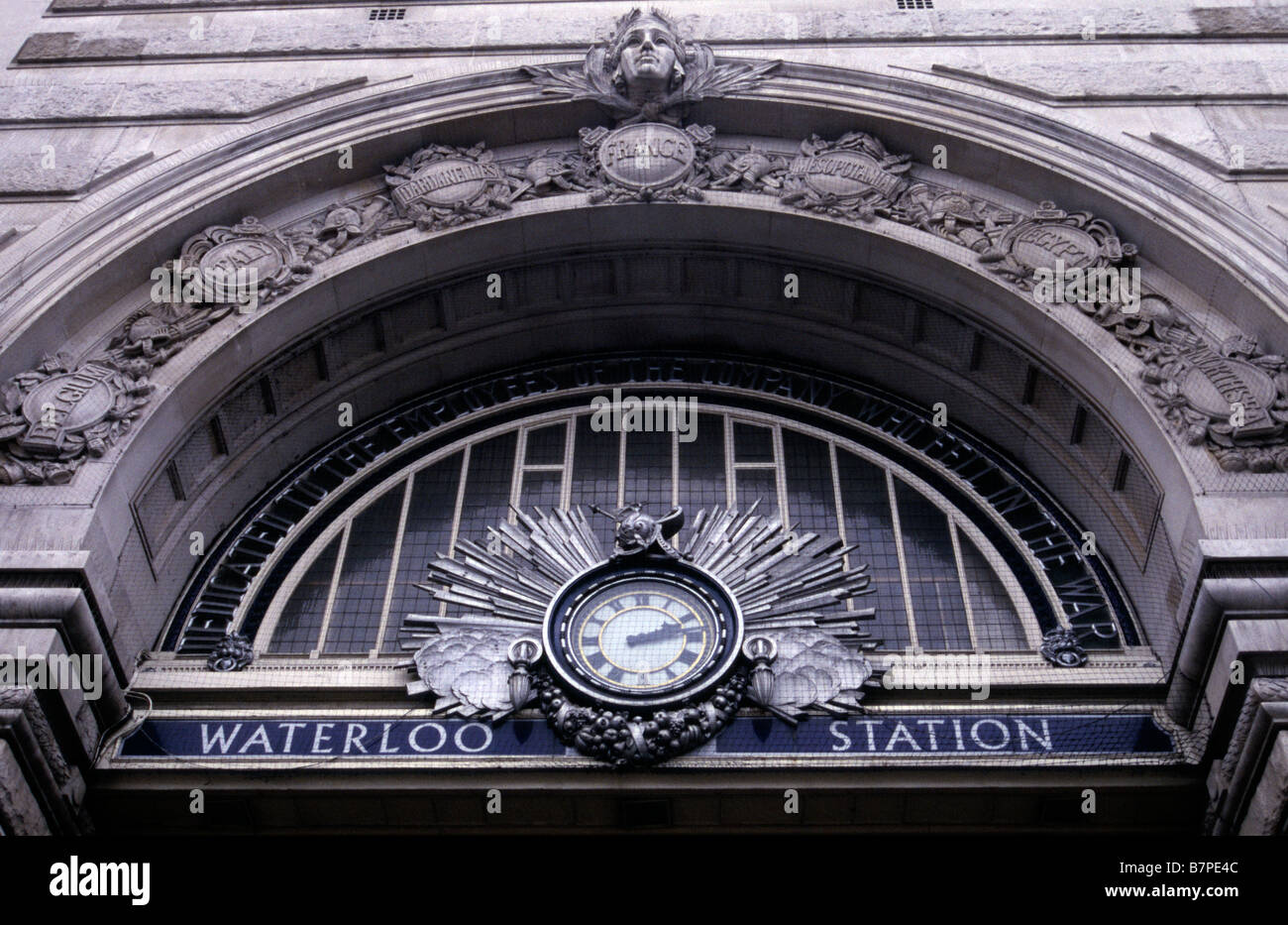 Clock on the front of Waterloo Station London Stock Photo - Alamy