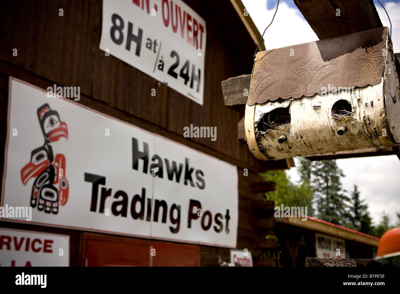 A birdhouse hangs outside the Hawks trading post store in the Kitigan ...