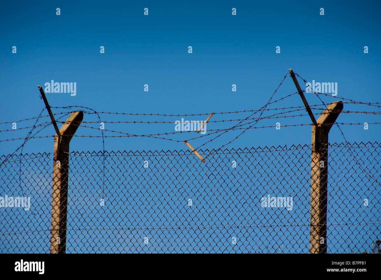 Barbed Wire Fence Concrete Posts High Resolution Stock Photography and ...