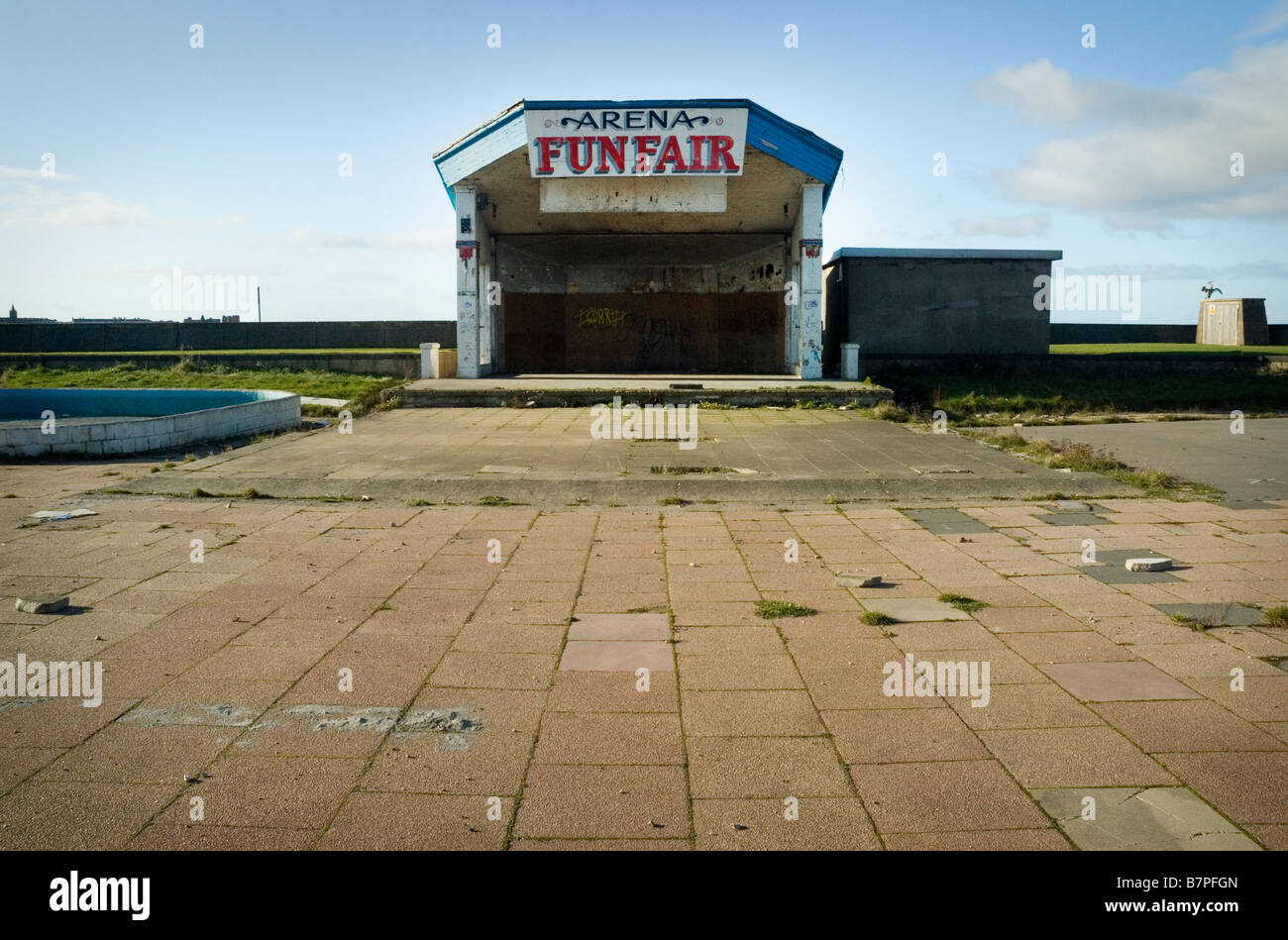 Disused funfair on Morecambe Seafront, Lancashire Stock Photo - Alamy