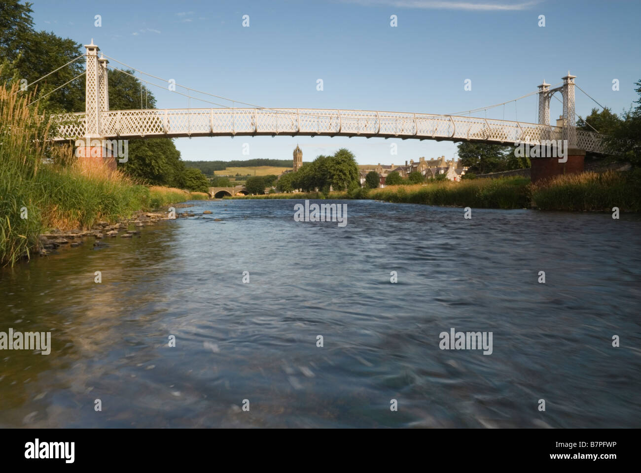 The River Tweed and Priorsford bridge in Peebles Scottish Borders ...