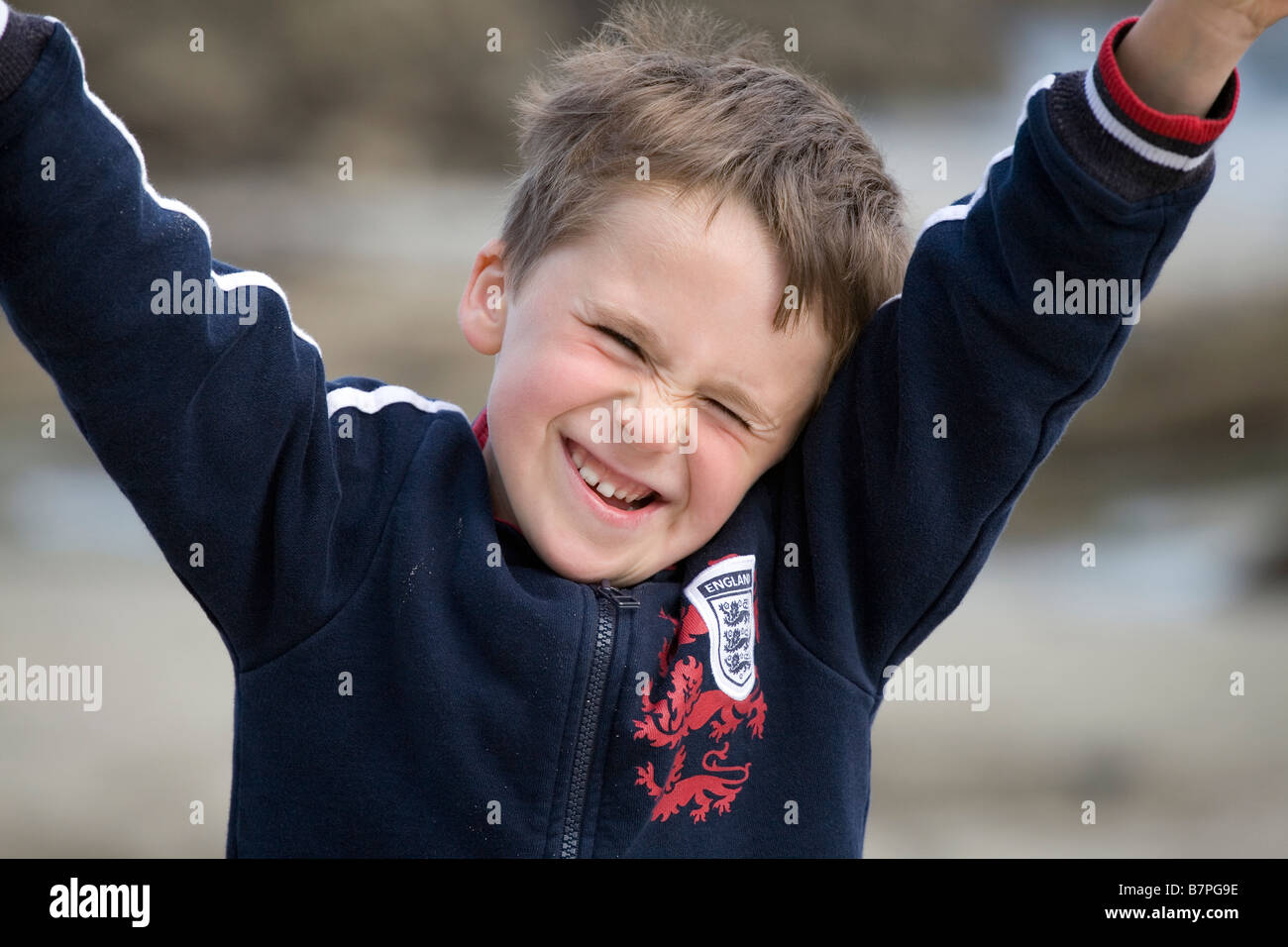 Boy Celebrate England Happy Joy Kid Success Winner Stock Photo - Alamy