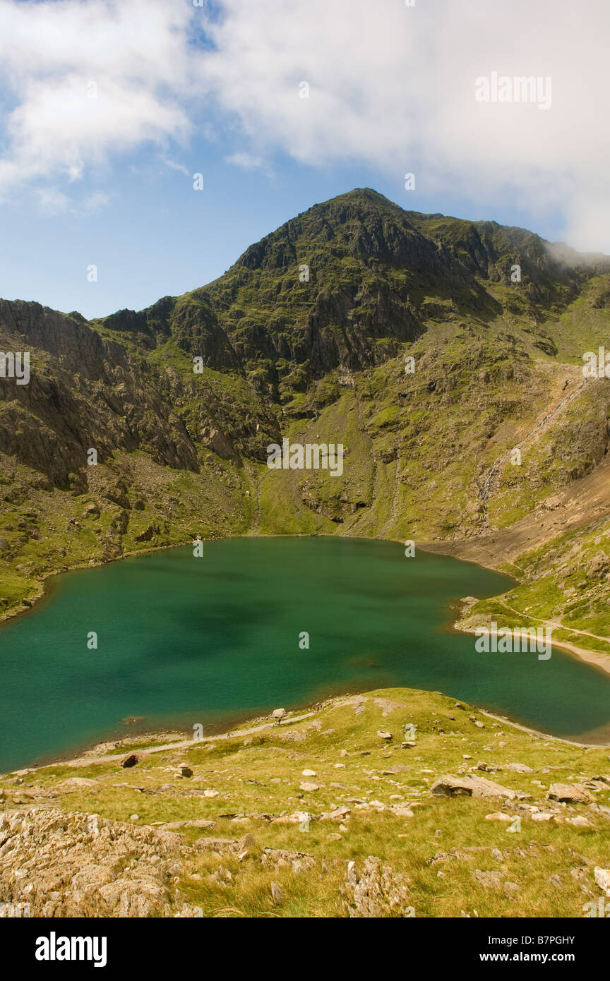 Summit of Mount Snowdon Wales Glaslyn lake in foreground Stock Photo ...