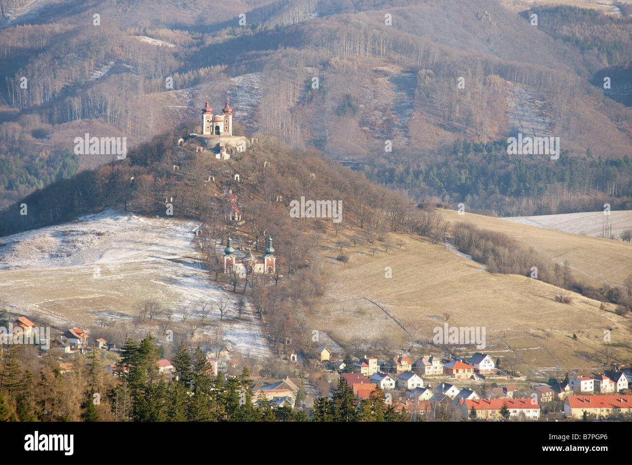 Kalvaria Chivalry christian pilgrimage site church on top of hill above ...