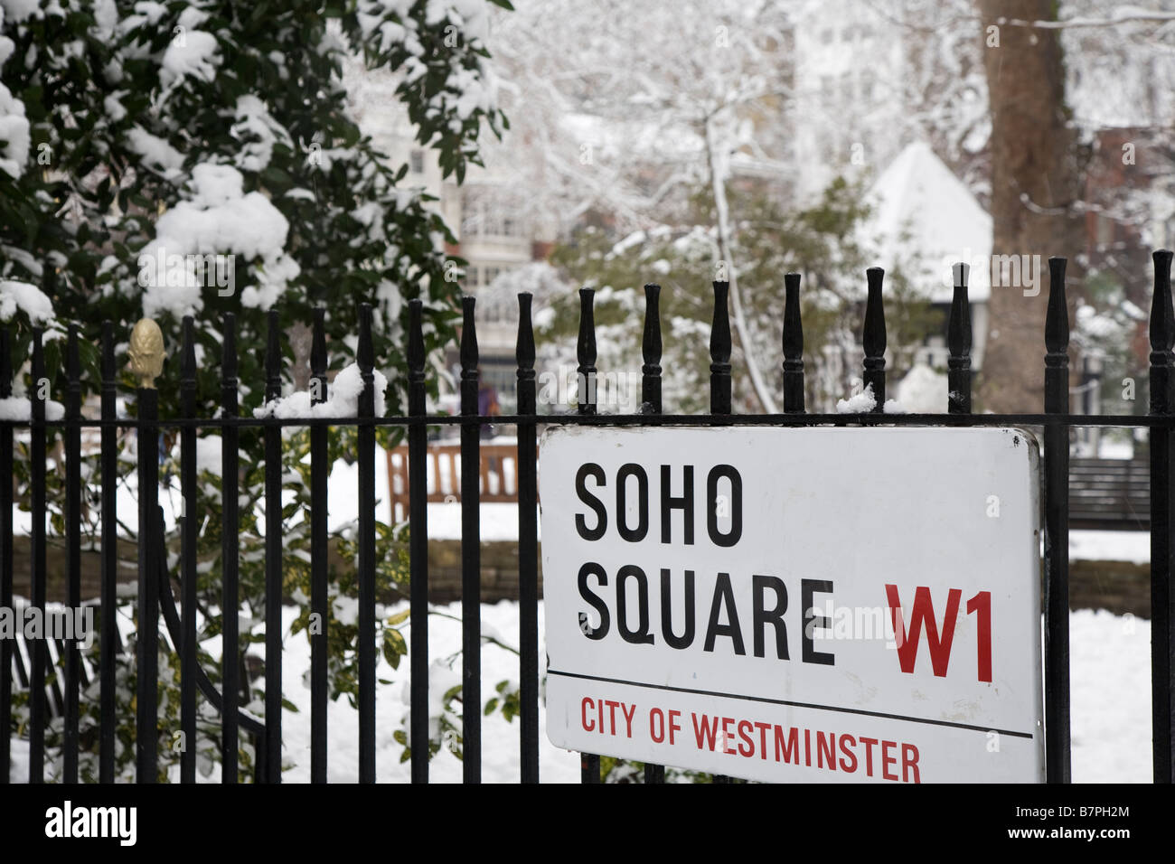 Soho Square in the snow Stock Photo - Alamy