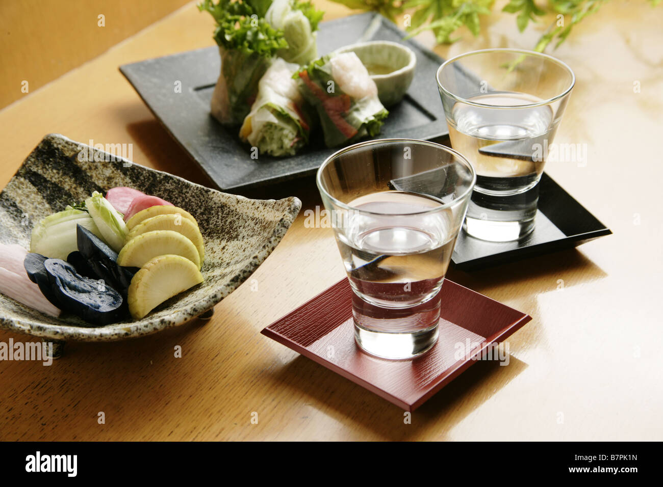 Cold sake and appetizer Stock Photo - Alamy