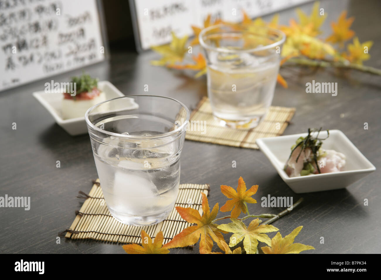 Cold sake and appetizer Stock Photo - Alamy