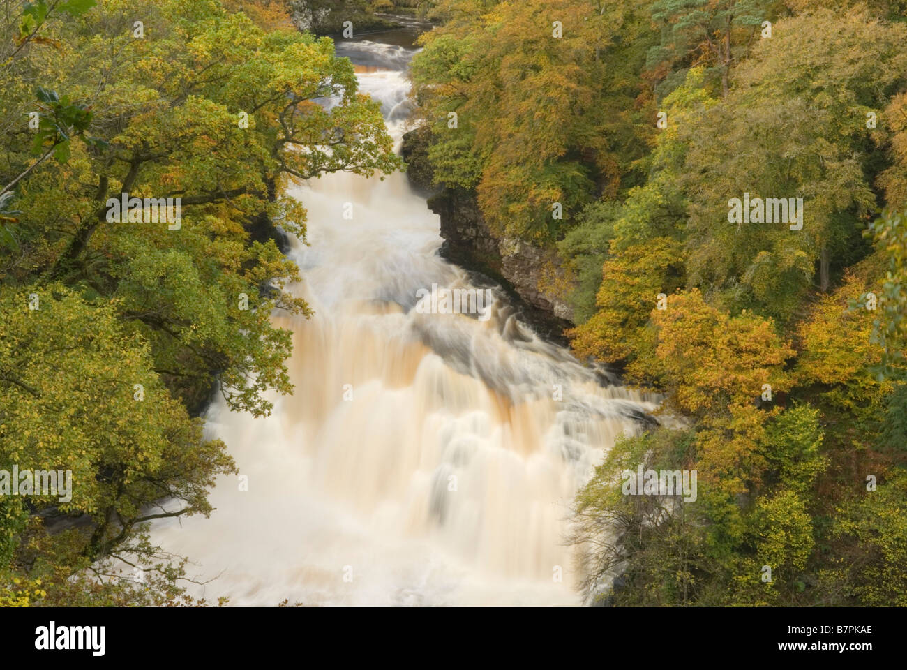 Corra Linn waterfall Falls of Clyde New Lanark South Lanarkshire ...