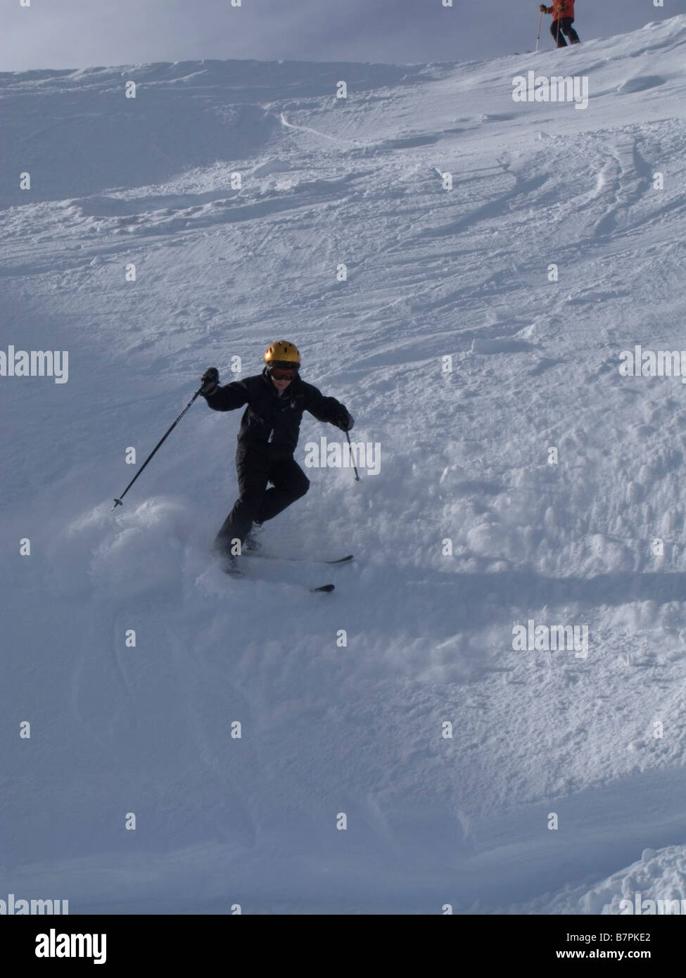Telemark skier starting from Ward Peak at the Alpine Meadows Ski Area ...