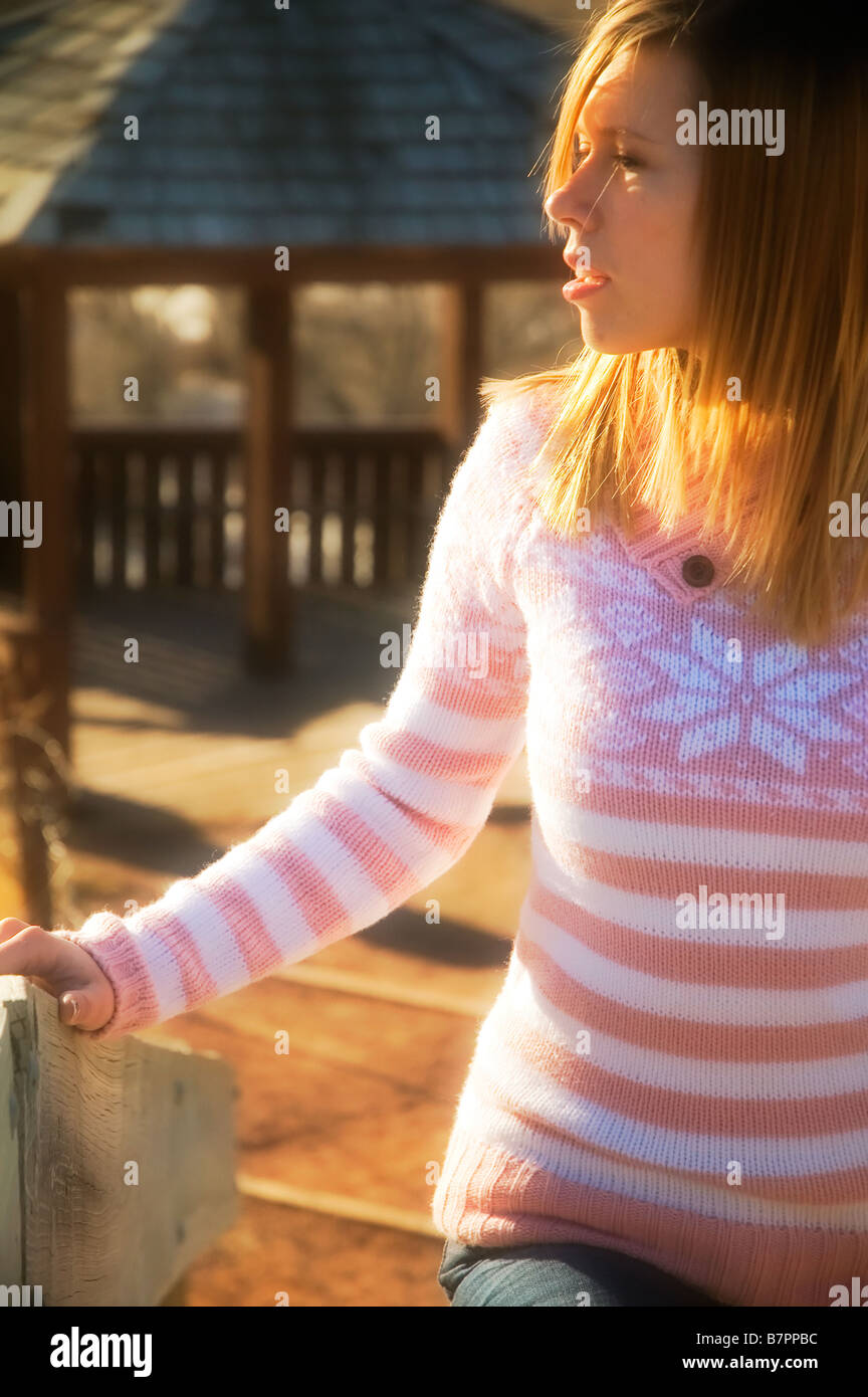 Woman wearing striped sweater hi-res stock photography and images - Alamy