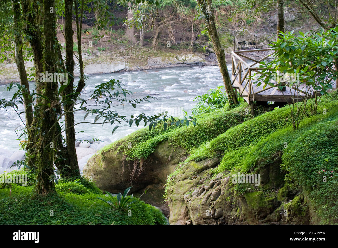 Central America, Costa Rica. A lodge in the rainforest on The Pacuare ...