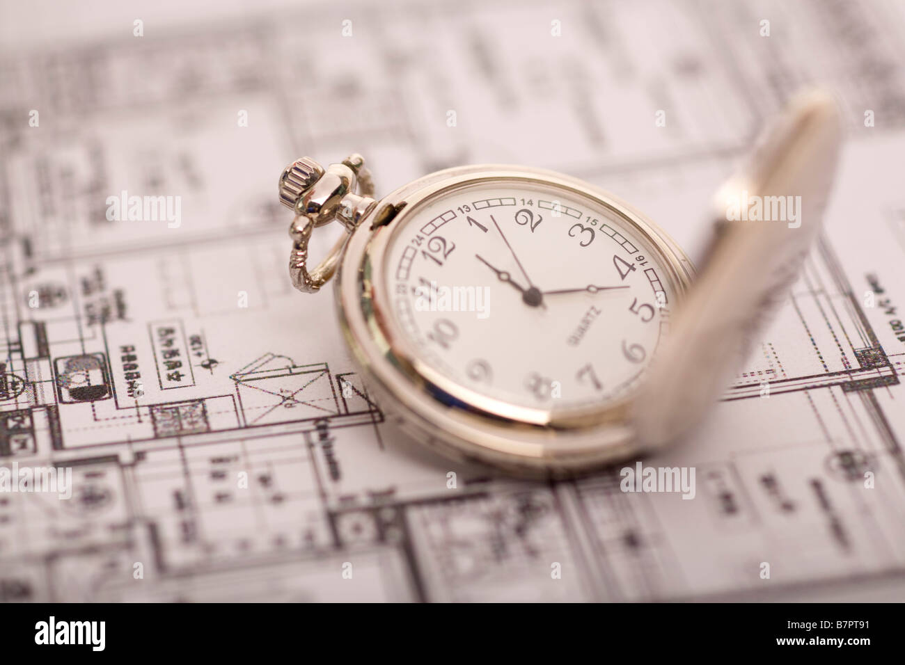 Close-up of a Pocket Watch on a architects plan Stock Photo - Alamy