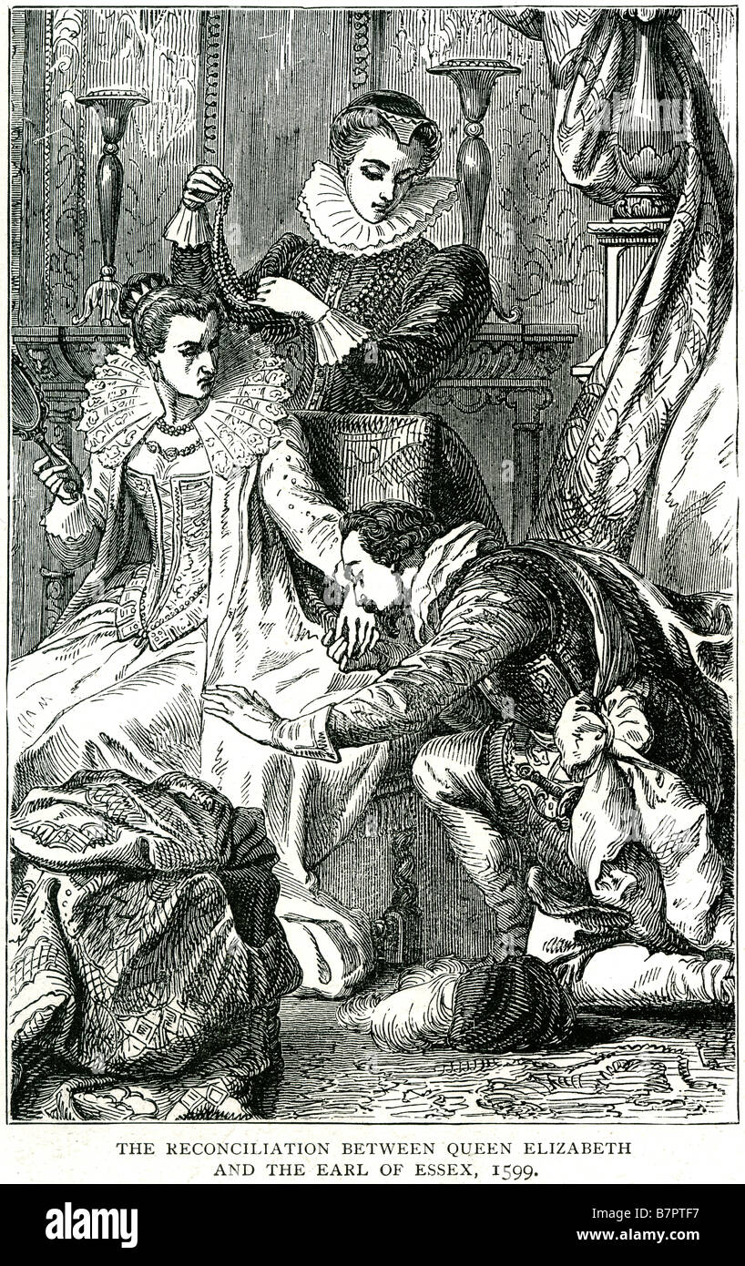 Reconciliation Between Queen Elizabeth Earl Essex 1599 throne room ...