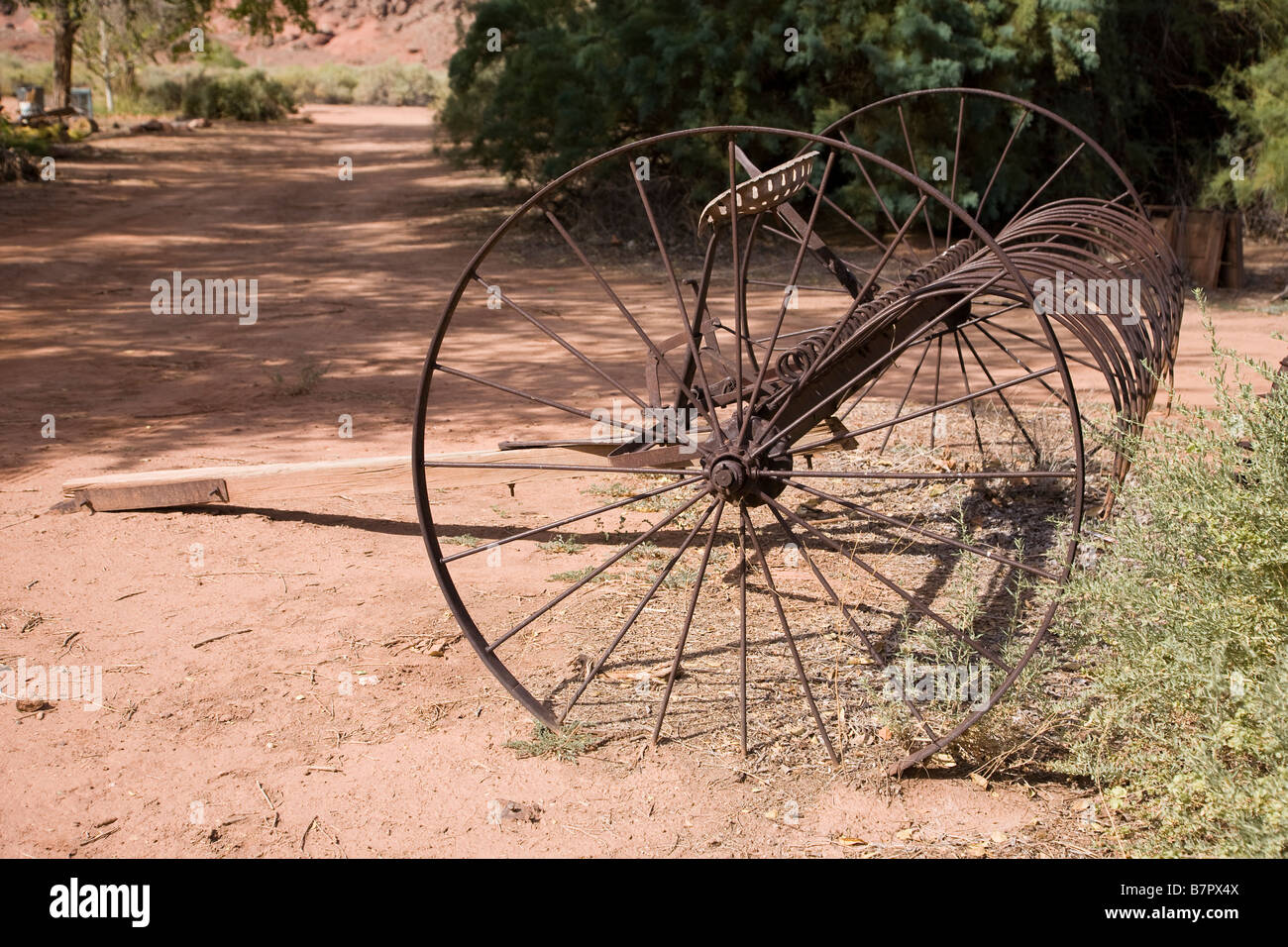 Ancient horse-drawn dump rake, USA Stock Photo - Alamy