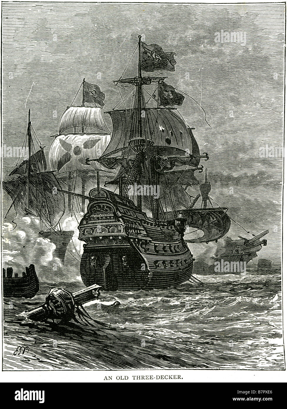 Old Three Decker Battle ship Fleet sea Water Sailing Sail Wreak marine ...