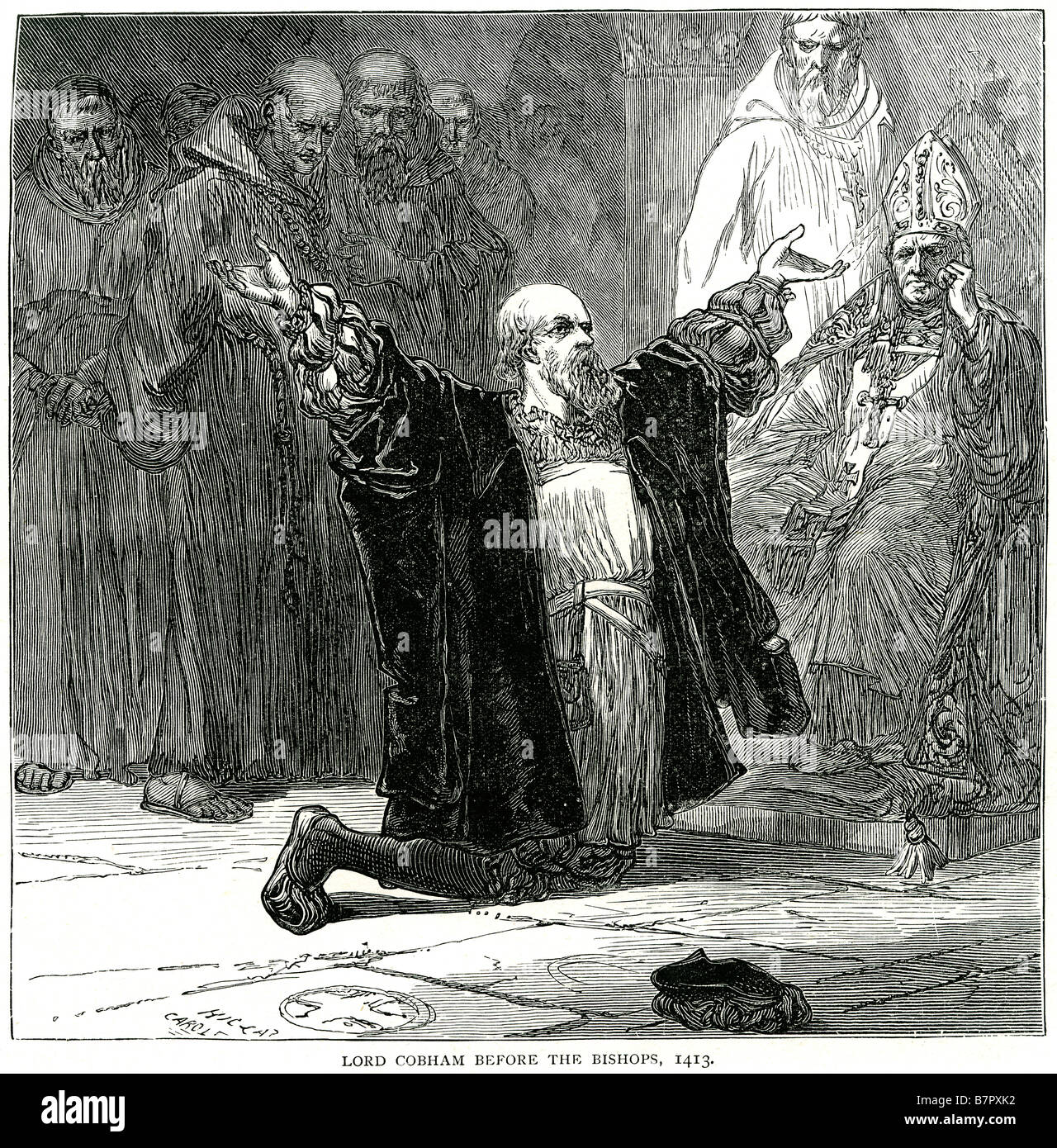 Lord Cobham Before Bishops 1413 Court Praying Monks God Jesus bible ...