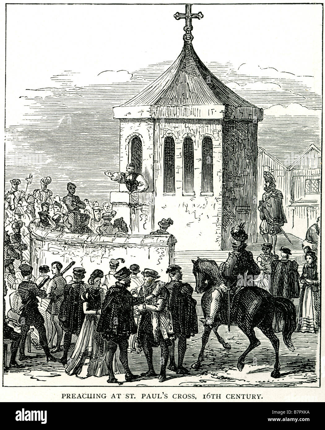 preaching St Paul's cross 16th century Cathedral London priest Stock ...