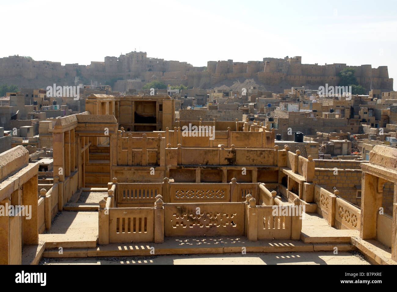 rooftop view of traditional indian haveli or merchants house with the ...
