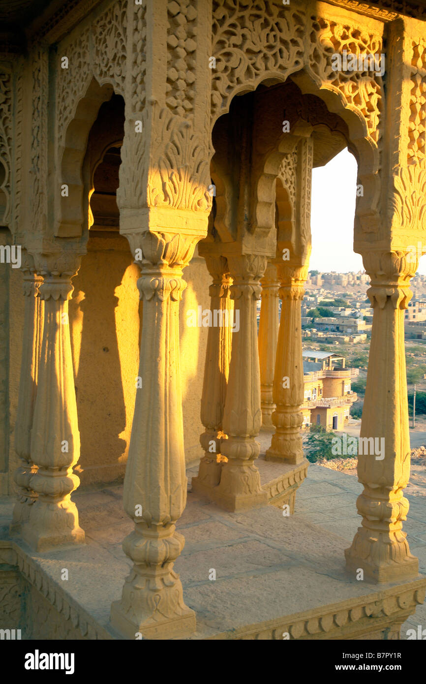 carved sandstone arches at the bada bagh or barra bagh cenotaphs Stock ...