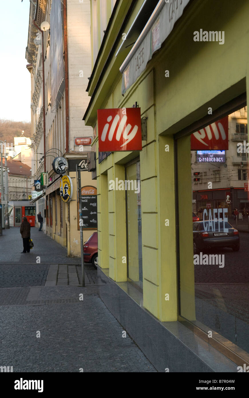 Illy sign outside a cafe in the Andel part of Prague Stock Photo - Alamy