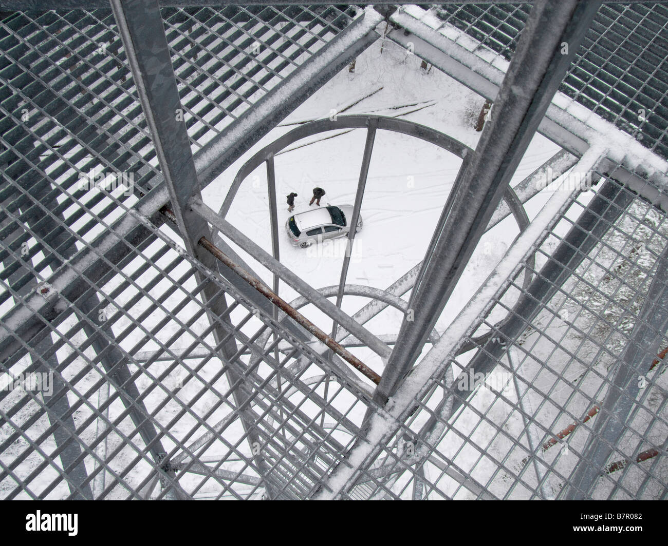 Cellular tower in winter - top view Stock Photo - Alamy