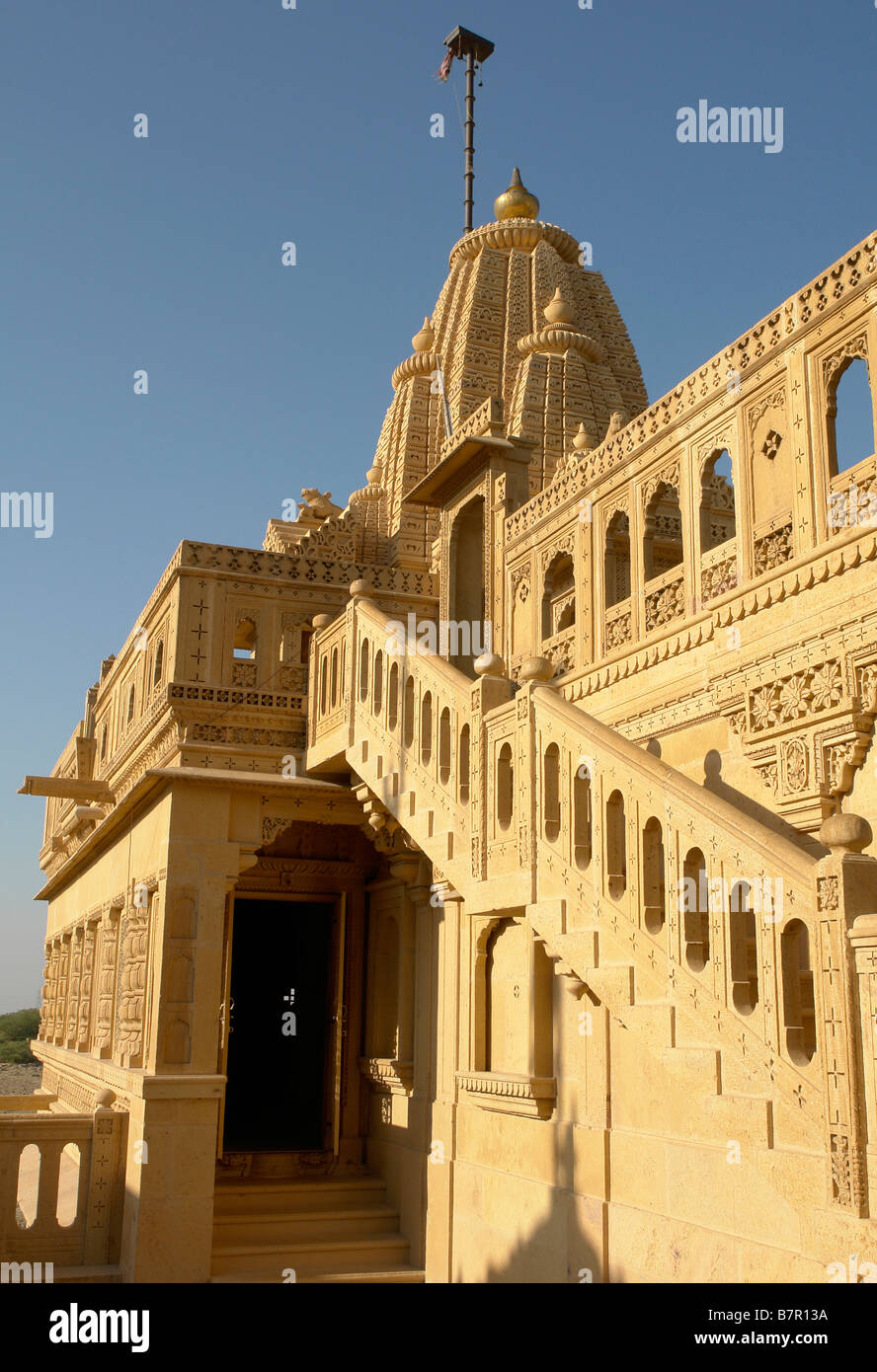sandstone carved jain temple at amar sagar Stock Photo - Alamy