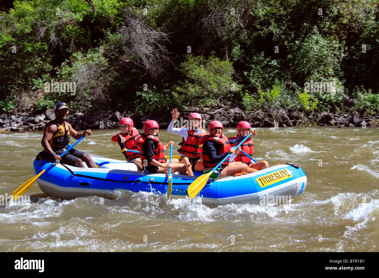 African american water rafting hi-res stock photography and images - Alamy