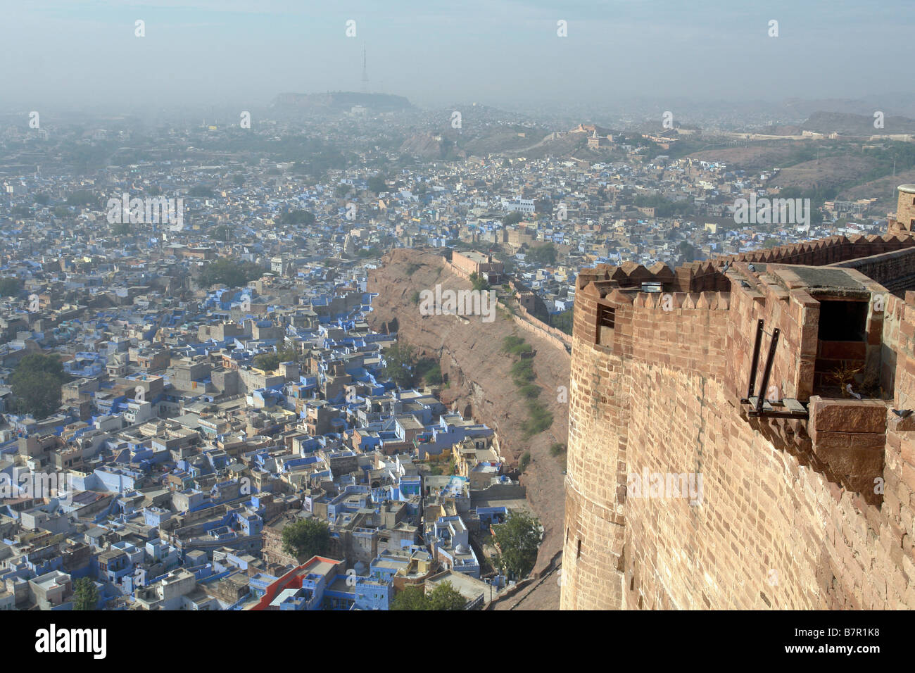 view of the blue painted houses of jodhpur from the fort Stock Photo ...