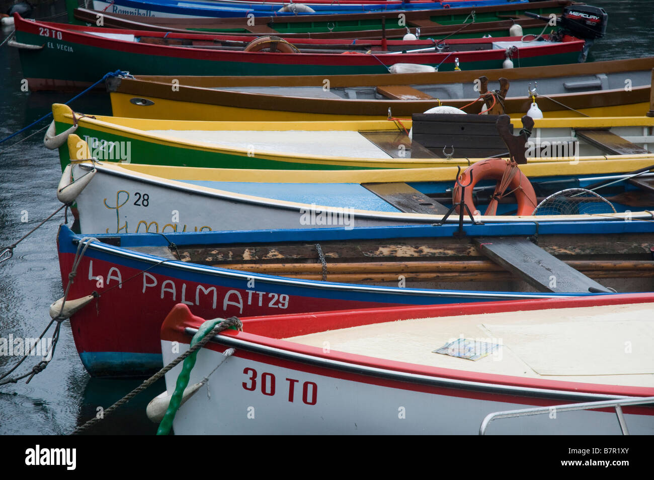 Italy The Dolomites Fishing Boats on Lake Garda Stock Photo - Alamy