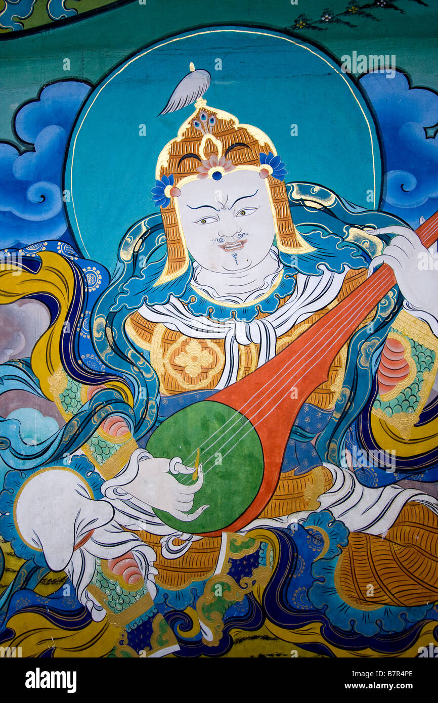 Traditional art mural, Bhutan Stock Photo - Alamy