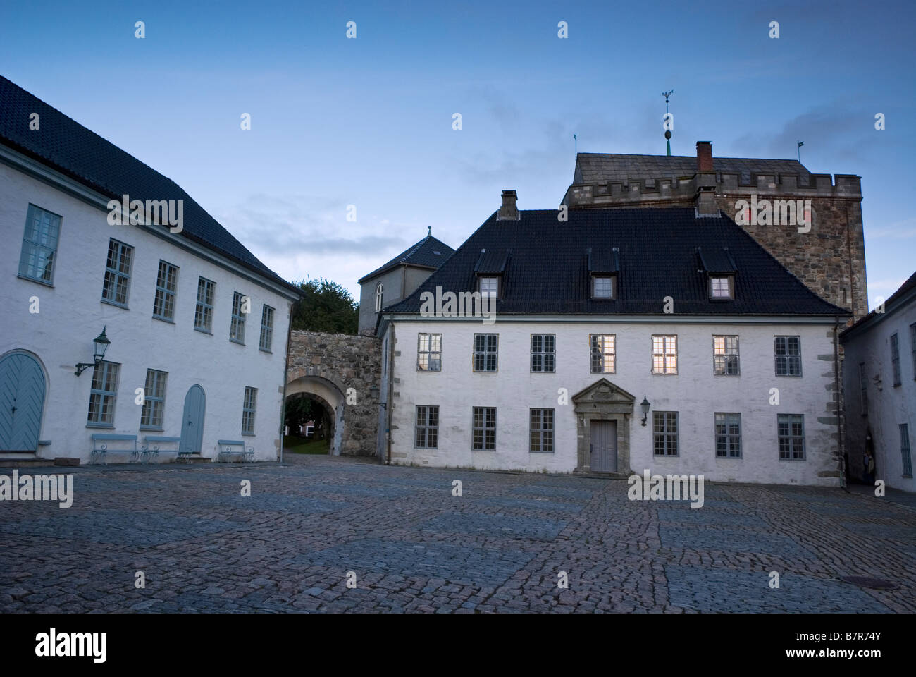 The inside yard of Bergenhus Festning Stock Photo - Alamy