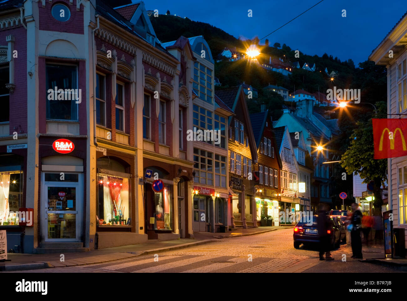 Bergen city center in the evening Stock Photo - Alamy