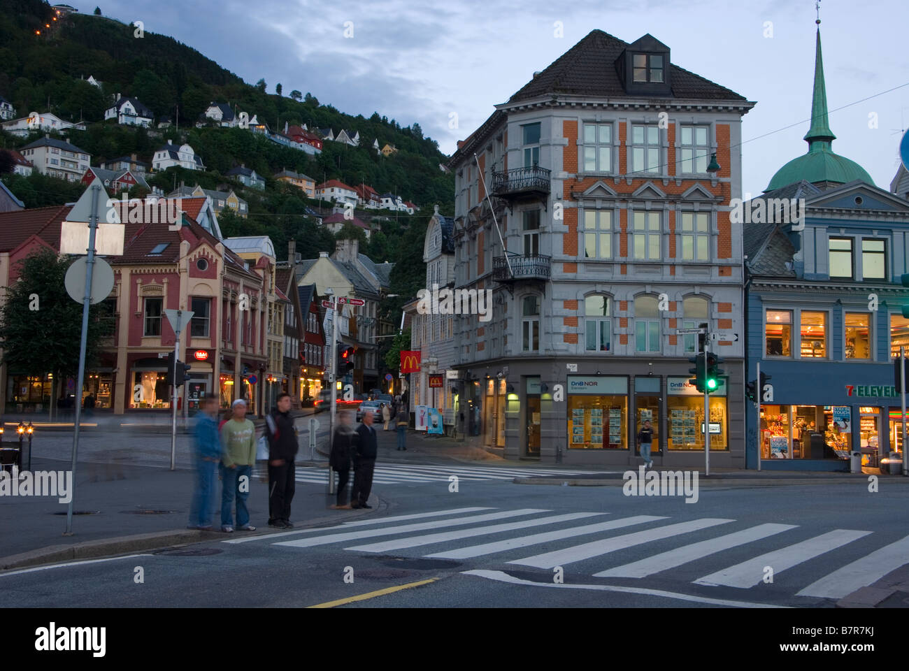 Pedestrian crossing in Bergen city center Stock Photo - Alamy