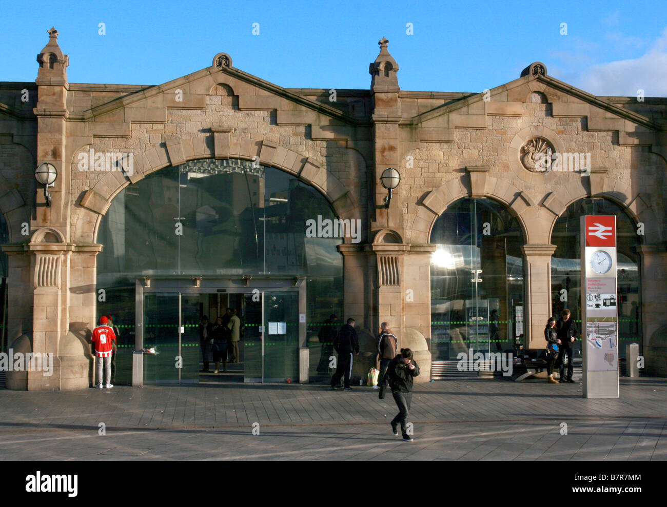 The front of Sheffield Railway Station in the city centre , South ...