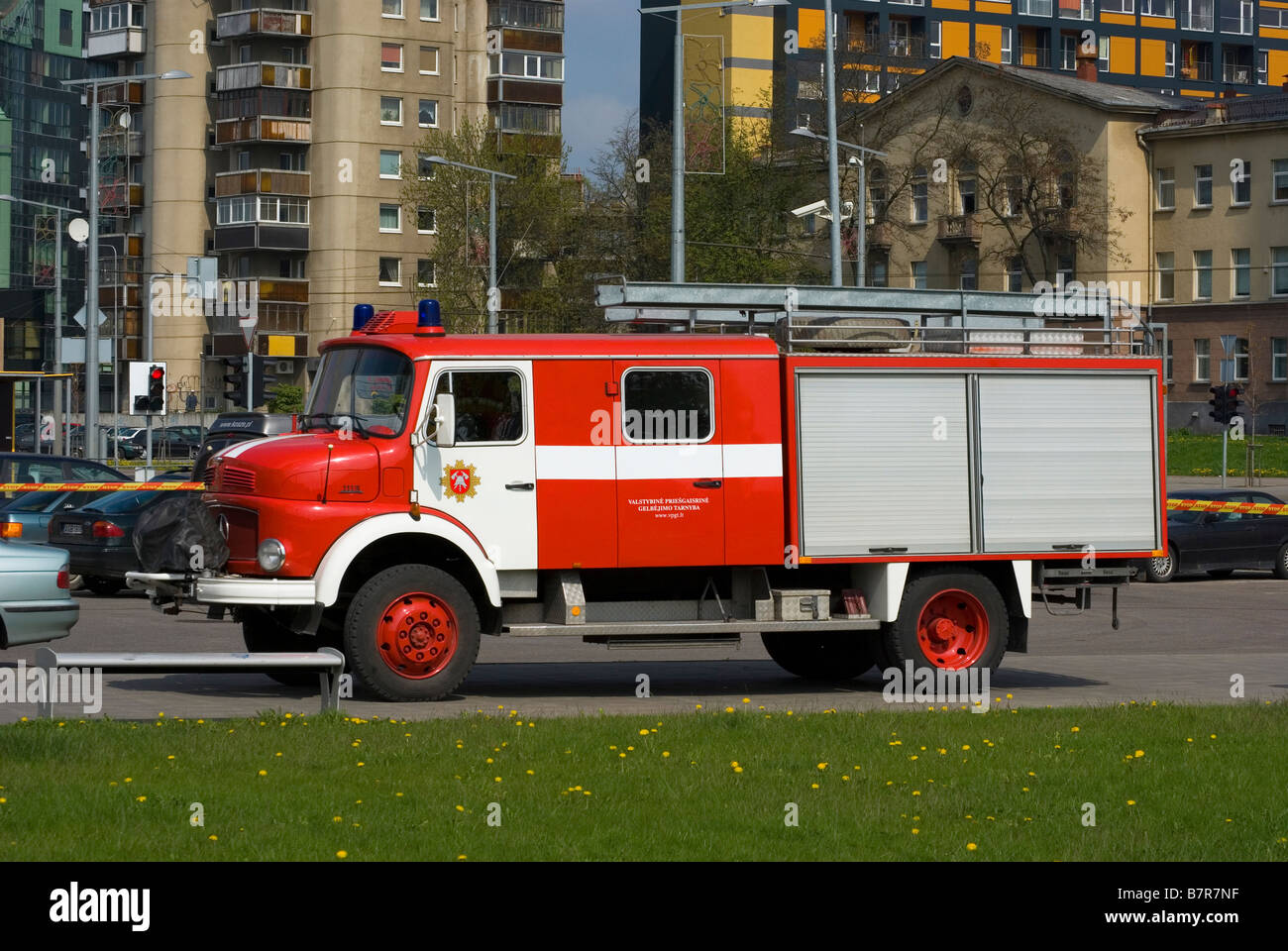 Fire truck in Vilnius, Lithuania Stock Photo - Alamy