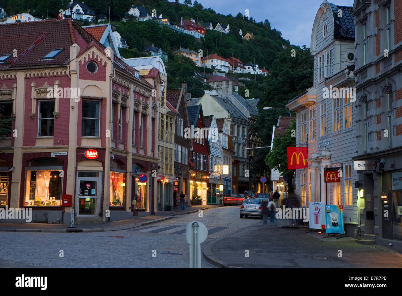 Bergen city center in the evening Stock Photo - Alamy