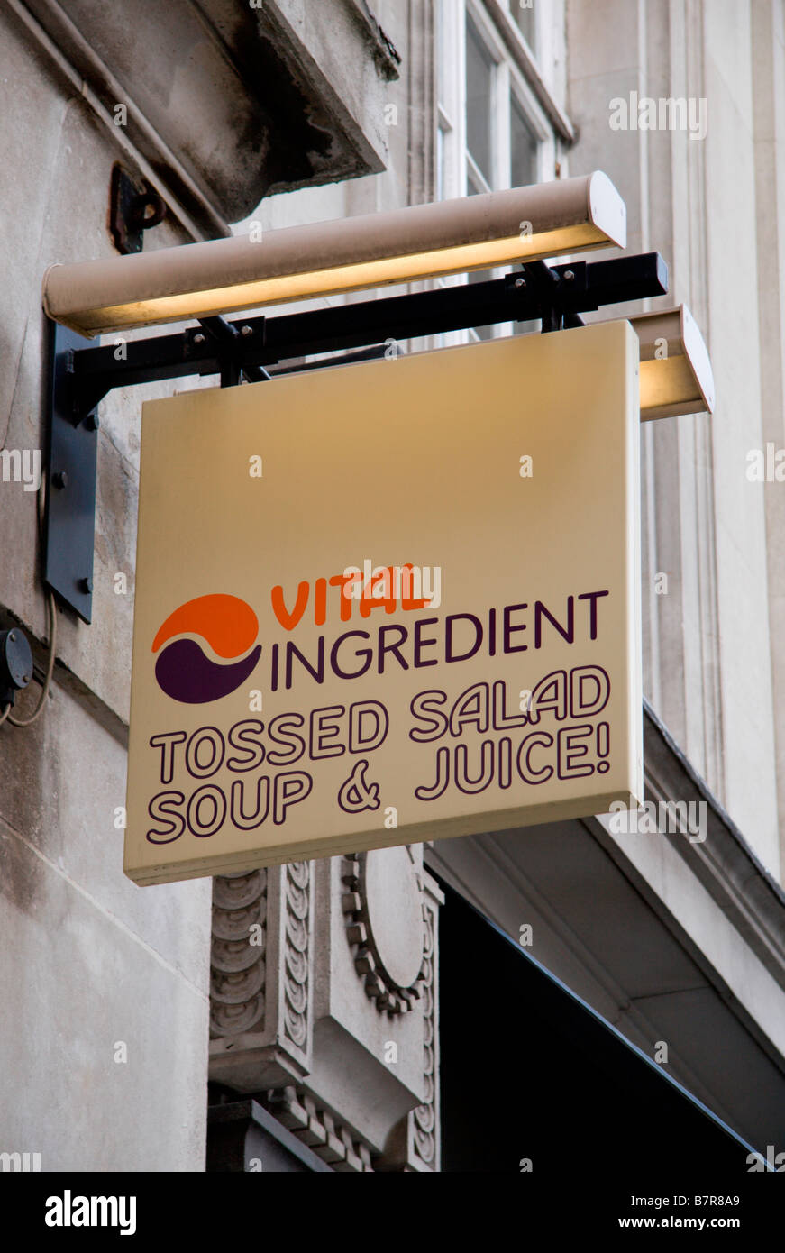 Sign above entrance to the Vital Ingredient sandwich shop, London. Jan ...