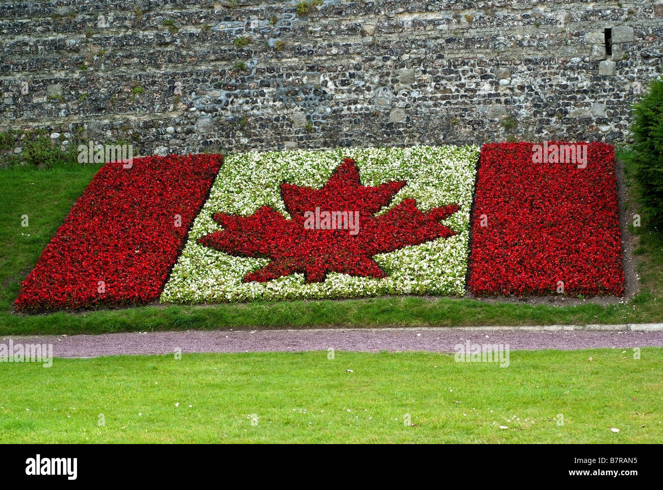 Canada flag made of flowers in Canada Park in Dieppe France Stock Photo ...