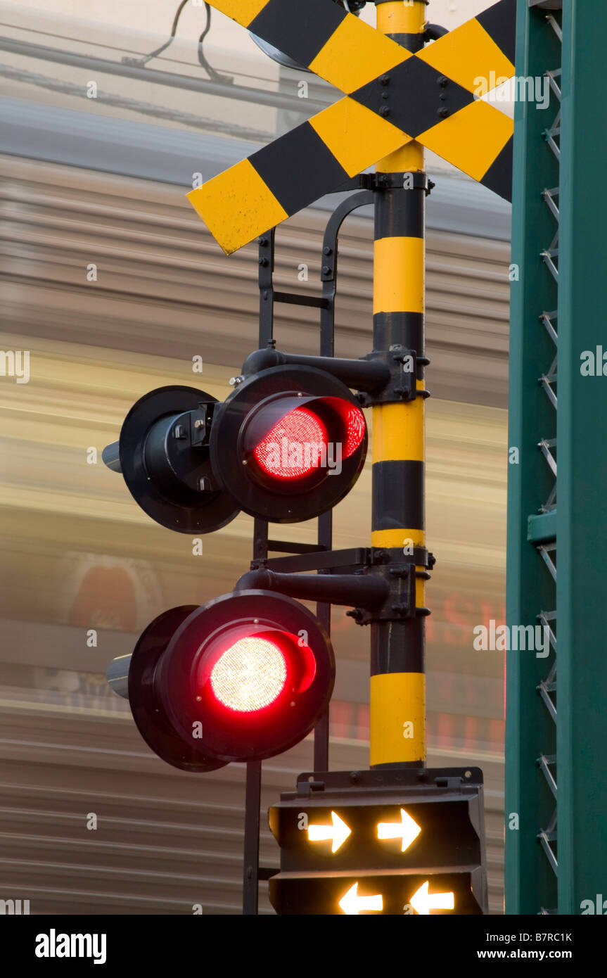 red light traffic train japan crossing speed Stock Photo - Alamy