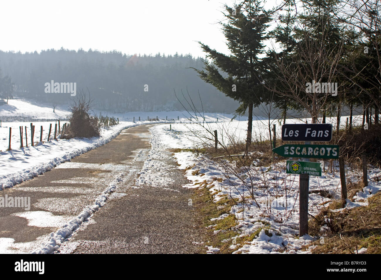 Sign for Snail farm. Elevage d'Escargots Col des Fans. Ardeche France ...