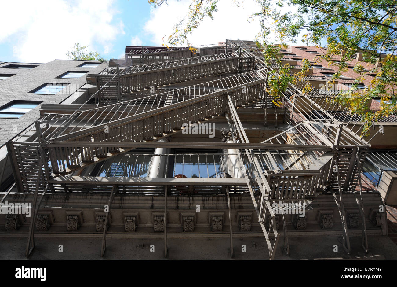 Traditional iron fire escapes in Soho, New York - Brownstone apartments ...
