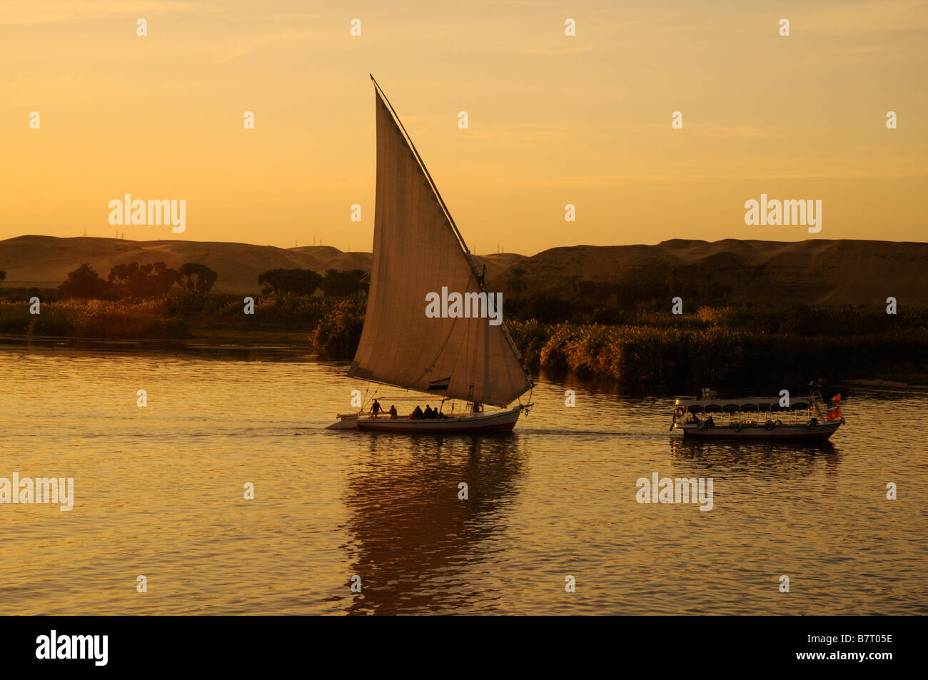 Setting Sun over River Nile on a Nile Cruise, Egypt Stock Photo - Alamy
