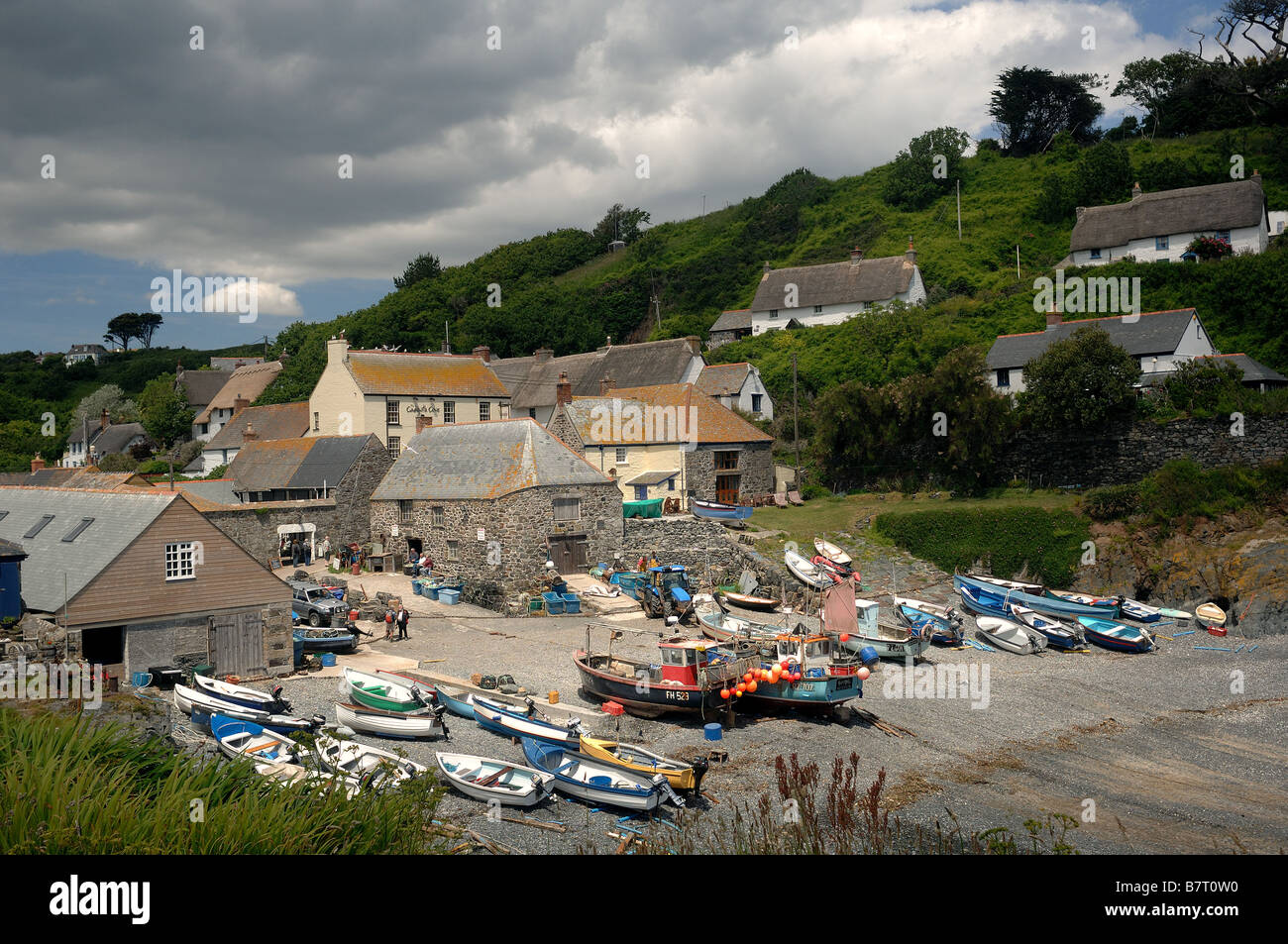 Cadgwith beach and boats hi-res stock photography and images - Alamy