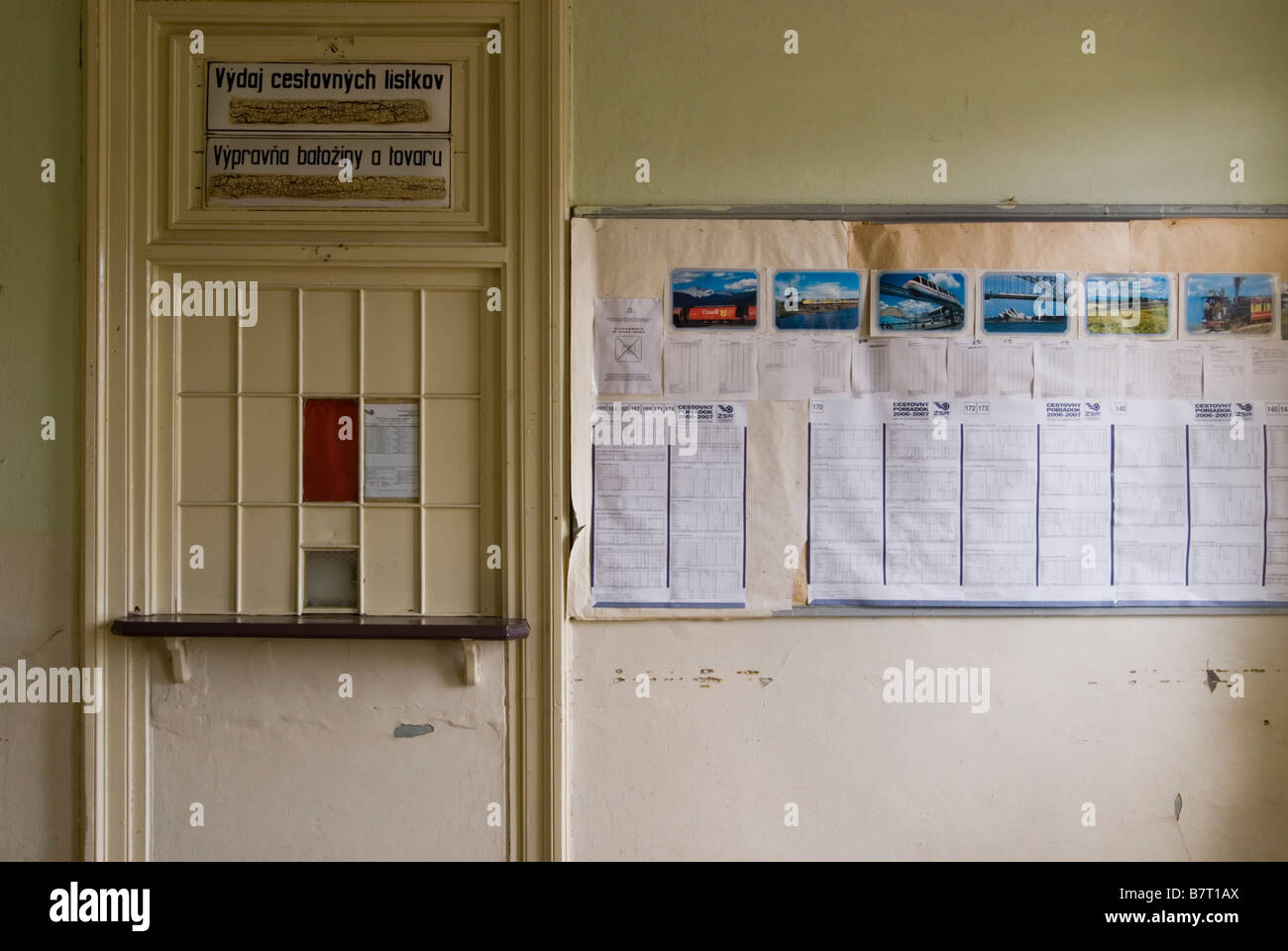 The old fashioned ticket booth of the railway station of the village ...