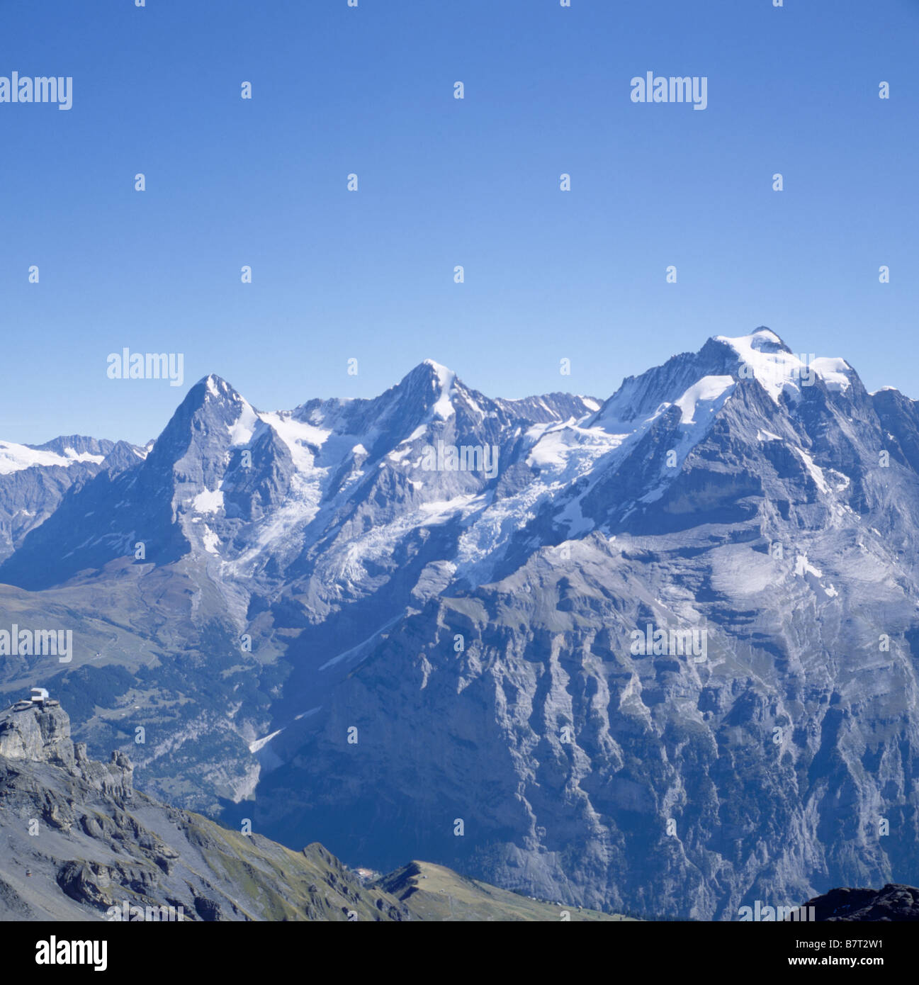 Eiger Monch Jungfrau Bernese Oberland from MUrren Switzerland Stock ...