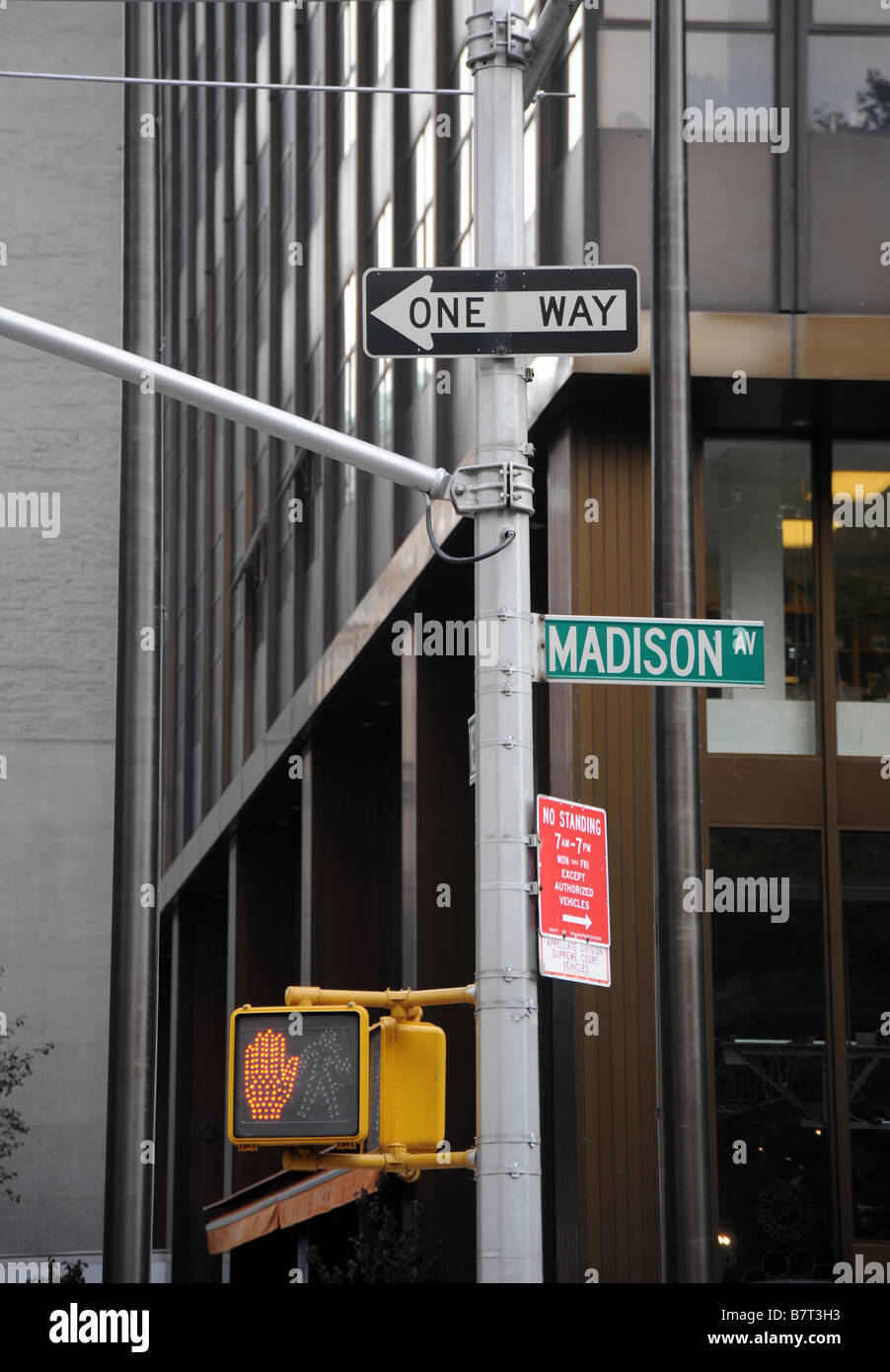 New York City signs - Dont walk red hand light sign Madison Avenue One ...